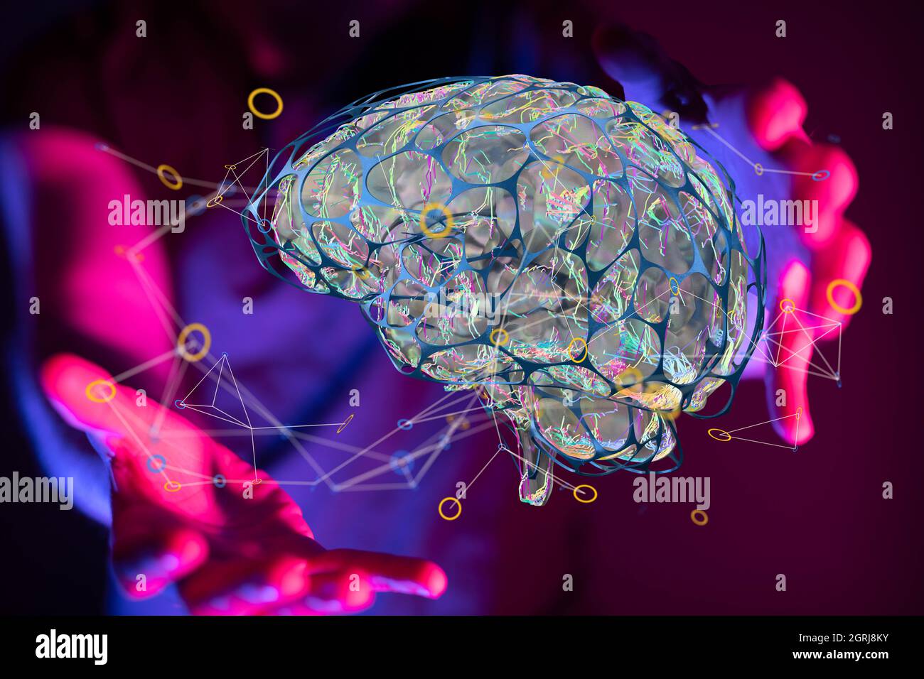 3D rendering of an intelligence brain ai digital artificial ...