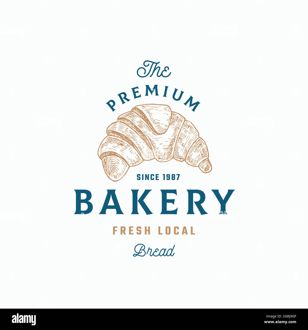 Fresh Baked Croissant Abstract Sign, Symbol or Logo Template. Hand ...