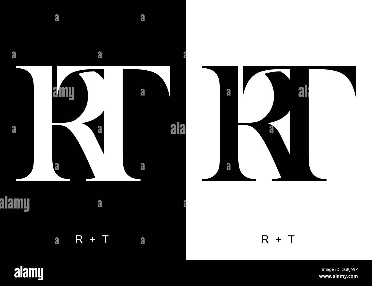 Black and white color of RT initial letter design Stock Vector Image ...