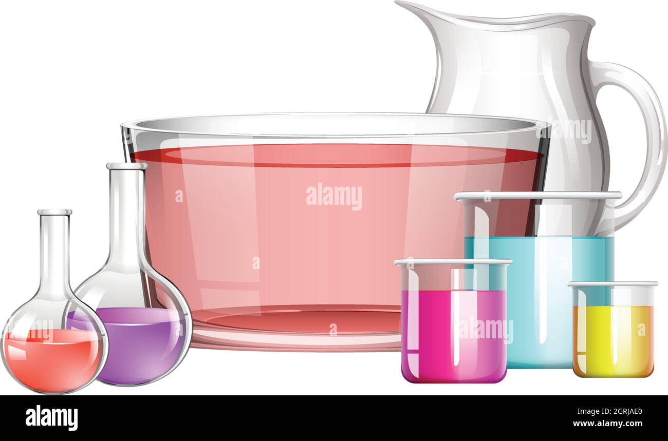Different science beakers with liquid Stock Vector Image & Art - Alamy