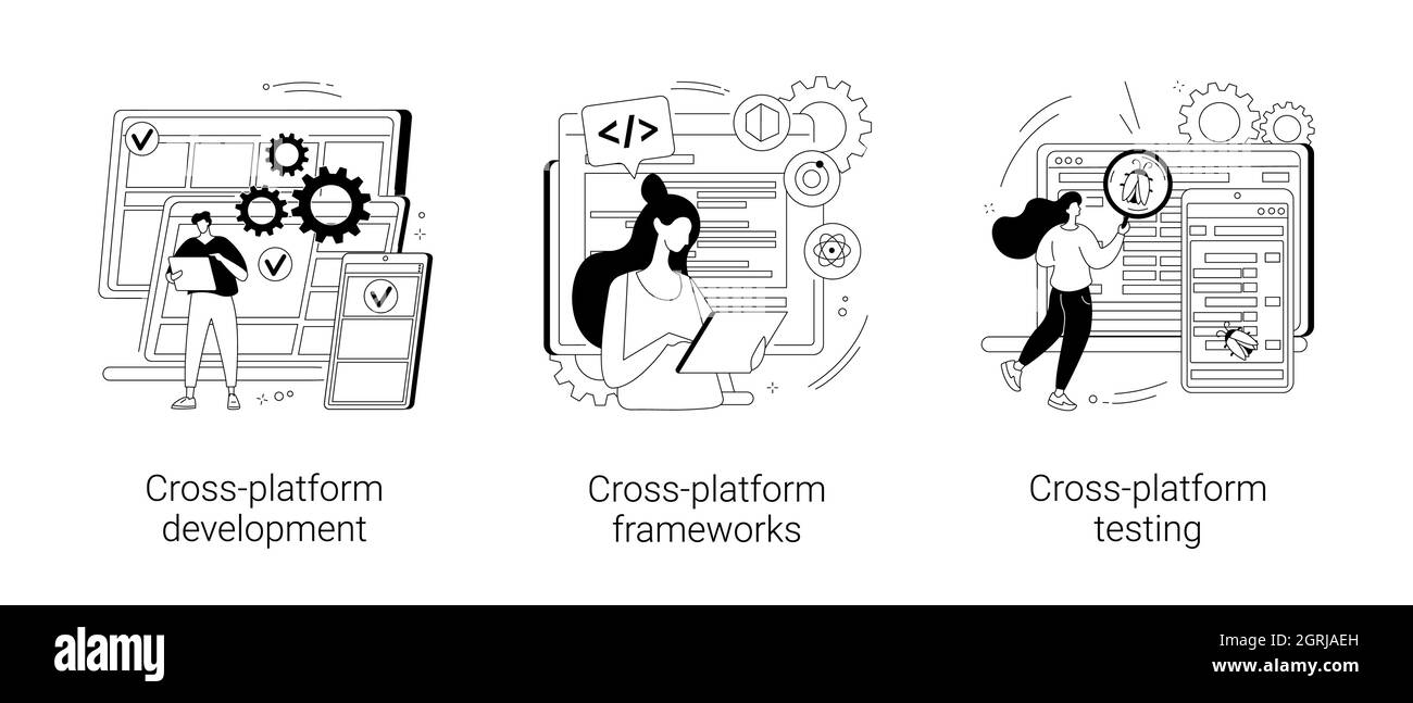 Cross Platform Operating System Abstract Concept Vector Illustrations Stock Vector Image And Art
