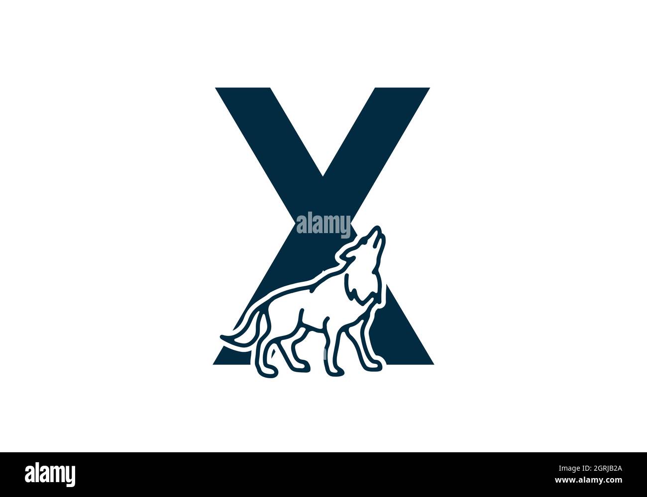 Dark blue color of X initial letter with wolf design Stock Vector Image ...