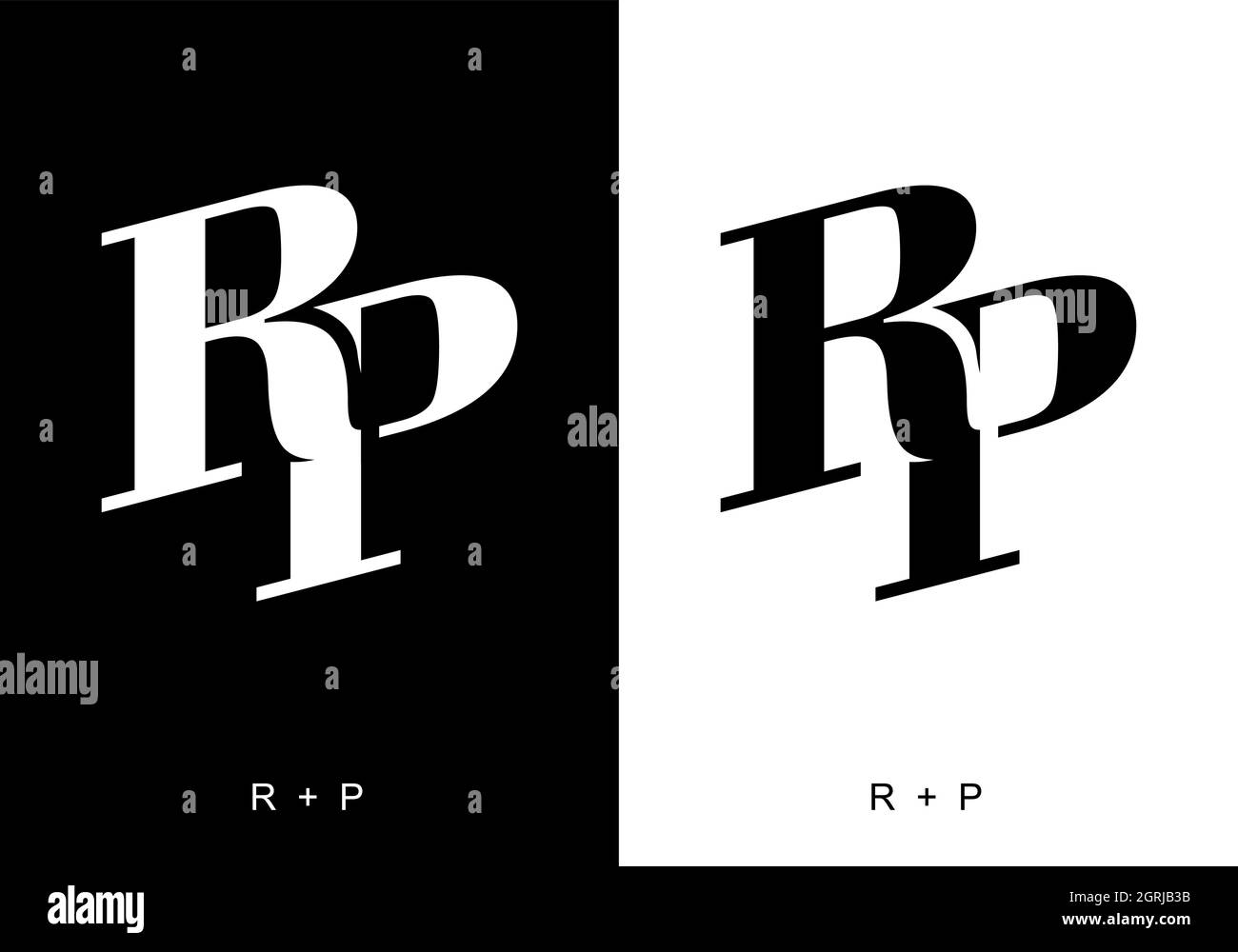 Black and white color of RP initial letter design Stock Vector Image ...