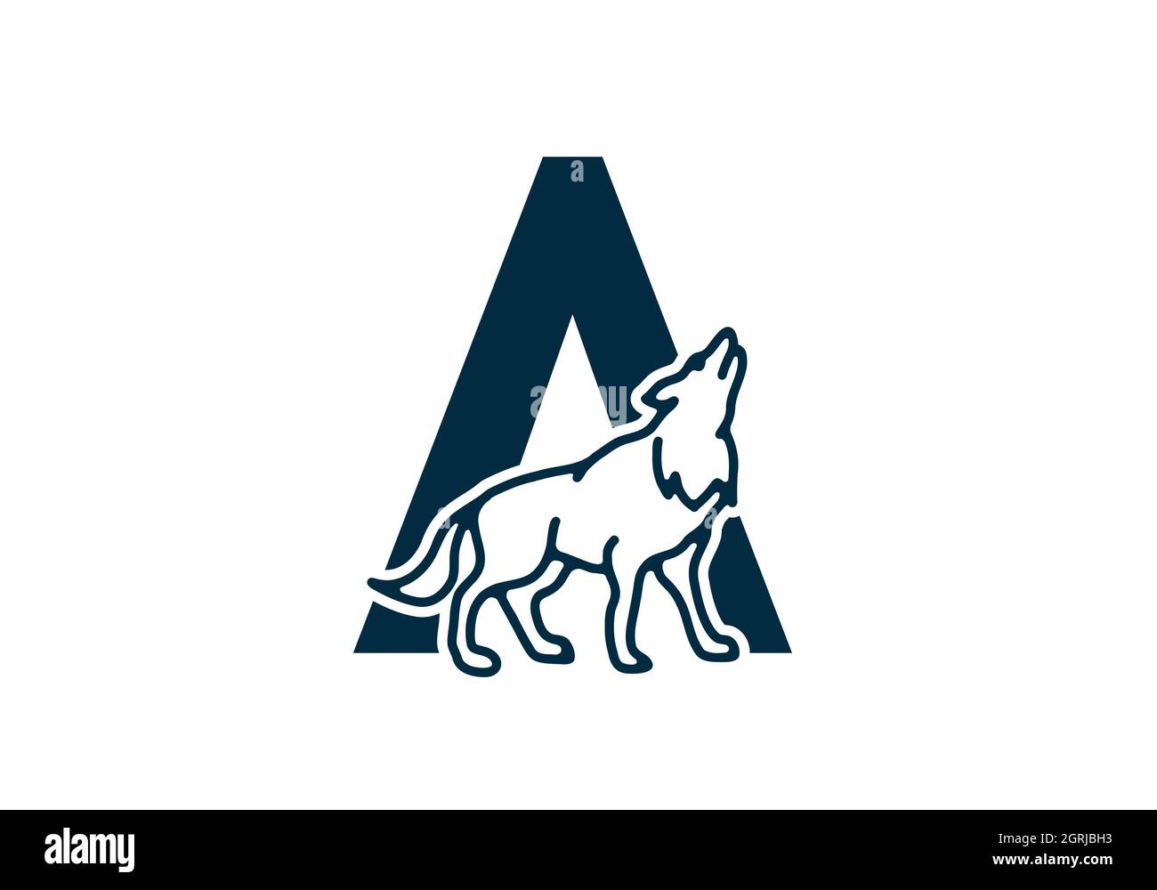 Dark blue color of A initial letter with wolf design Stock Vector Image ...