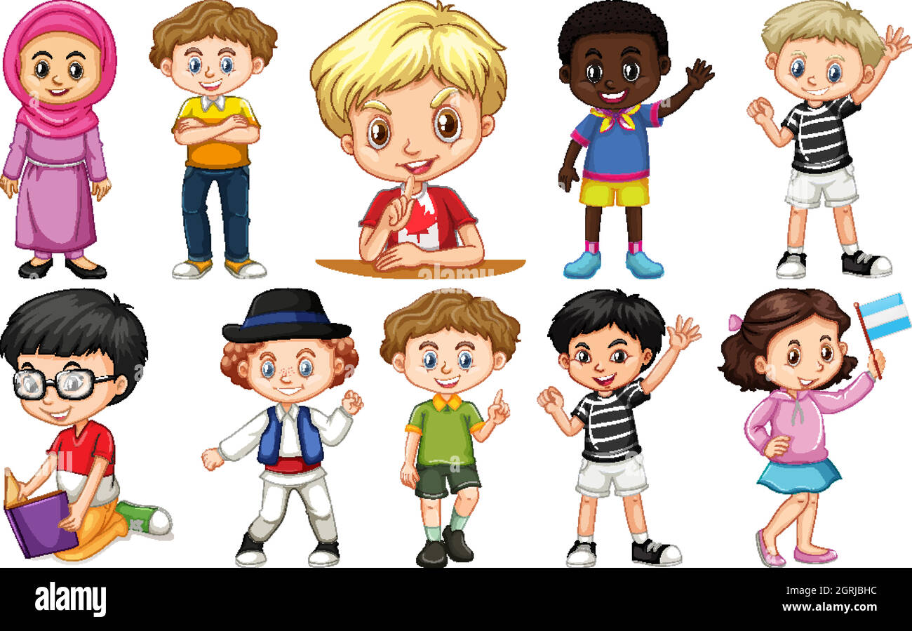 Set of children from different countries Stock Vector Image & Art - Alamy