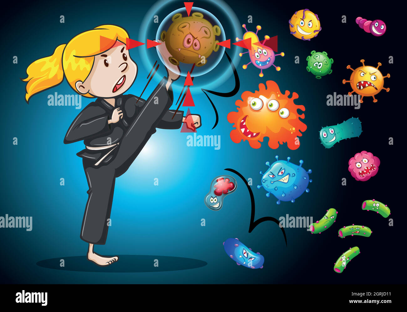 Girl fighting with bacteria Stock Vector Image & Art - Alamy