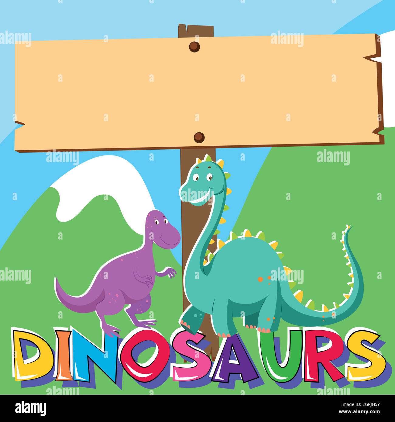 Dinosaur with blank sign hi-res stock photography and images - Alamy