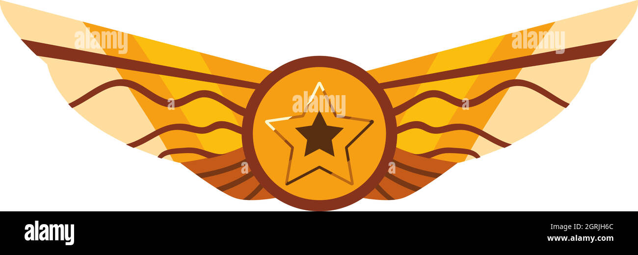 gold star with wings badge of military forces theme Stock Vector Image ...