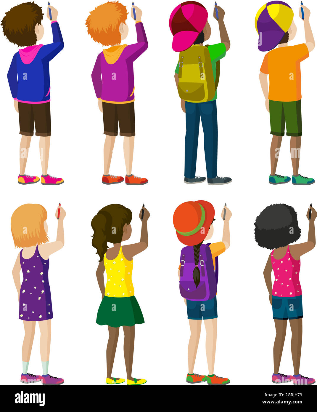 Eight faceless kids writing Stock Vector Image & Art - Alamy