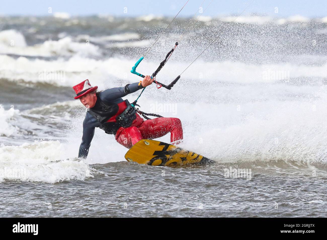 Troon, UK. 1st Oct, 2021. Blustery westerly winds, high tides and a ...