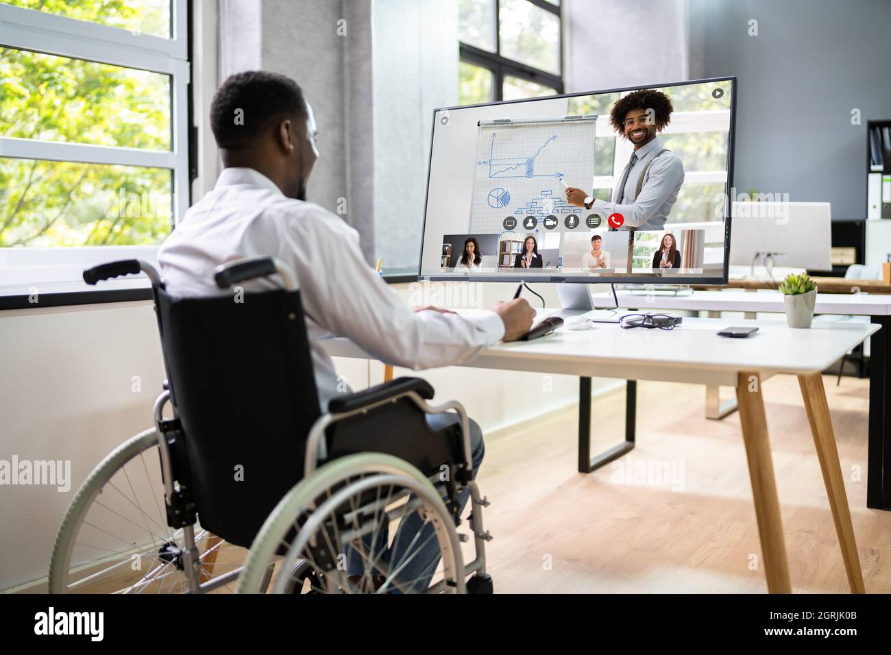 Virtual Online Training Conference. Meet Learning Coach Stock Photo - Alamy
