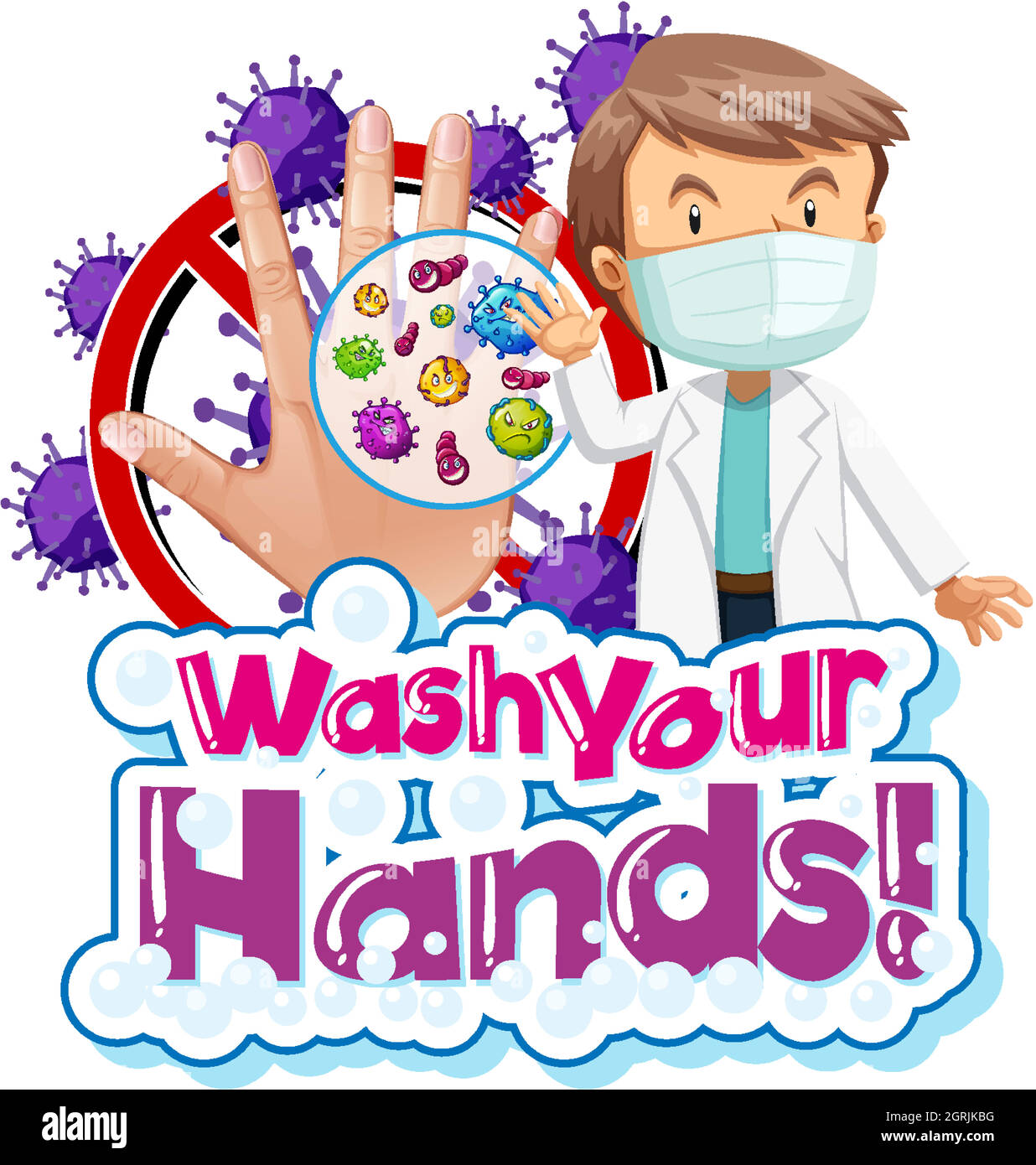 Poster design for coronavirus theme with doctor and dirty hand Stock ...