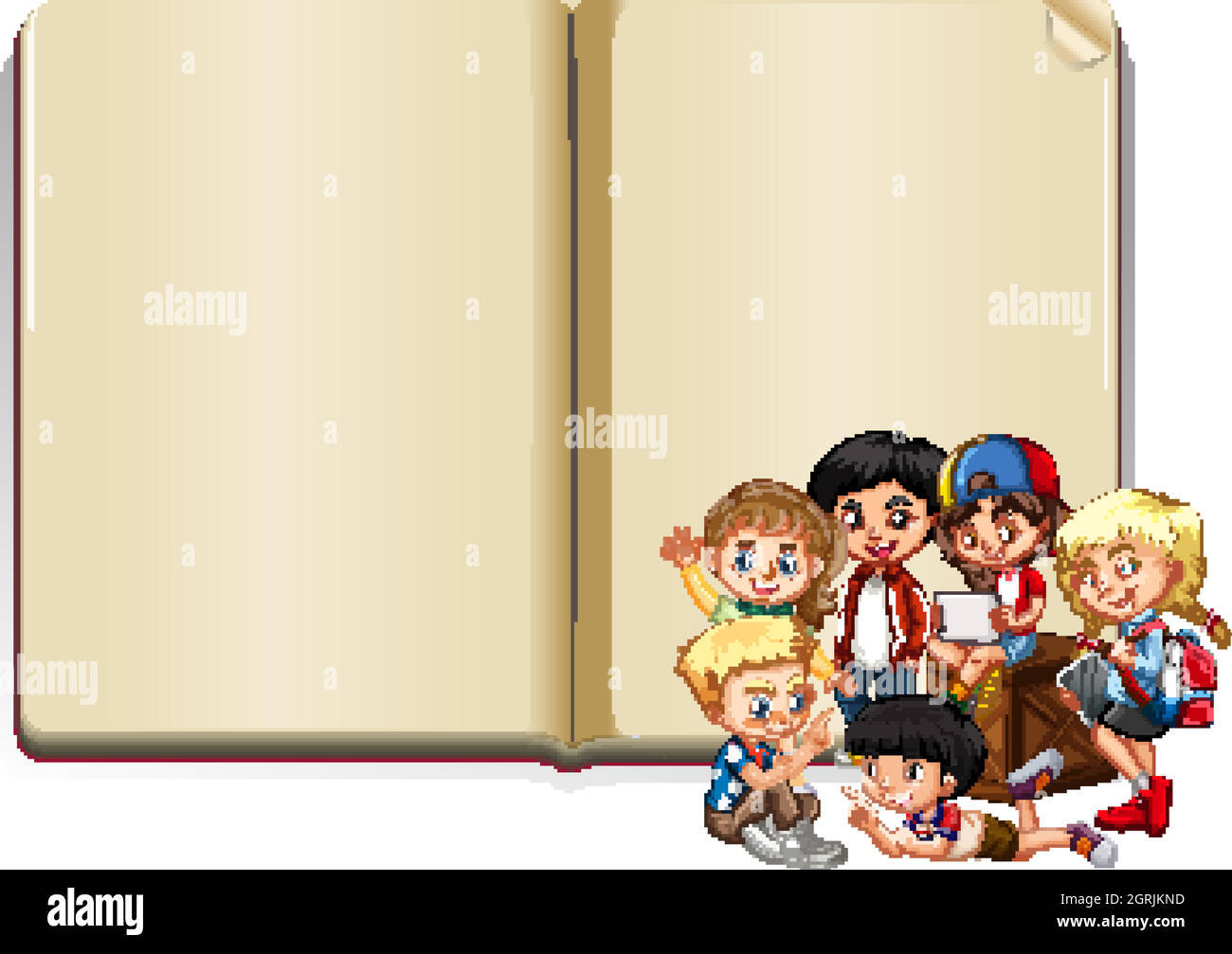 Banner template design with happy kids reading book Stock Vector Image ...