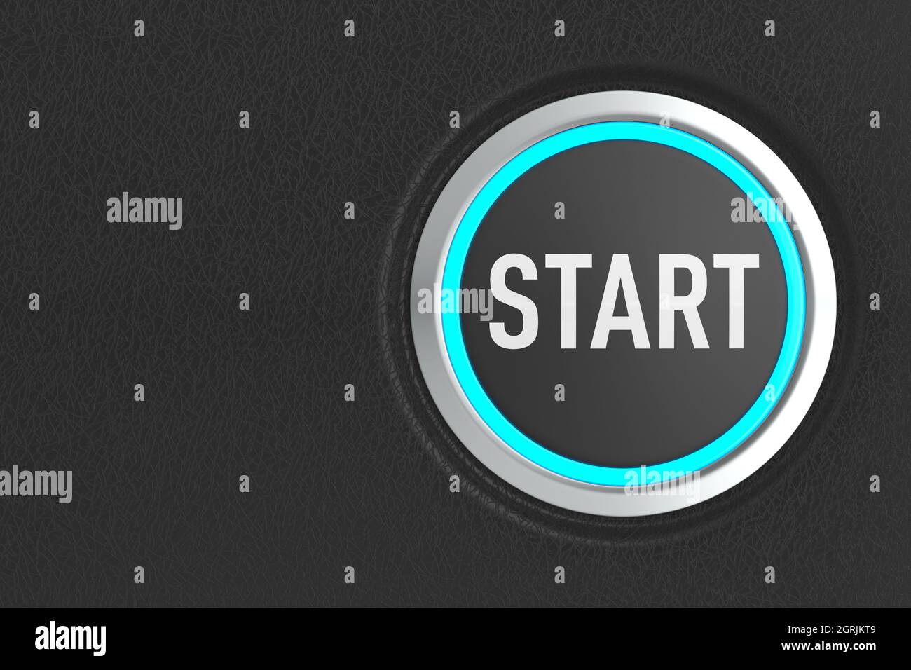 push button with text start on dark background. 3D illustration Stock ...