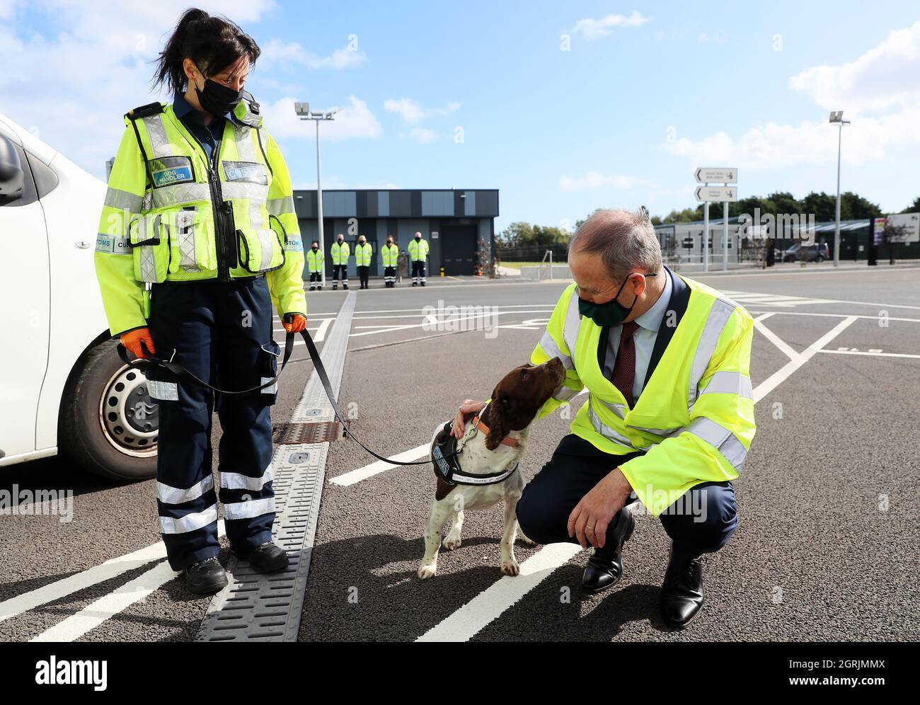 Taoiseach Micheal Martin meets Customs Detector dog Flynn, a springer ...