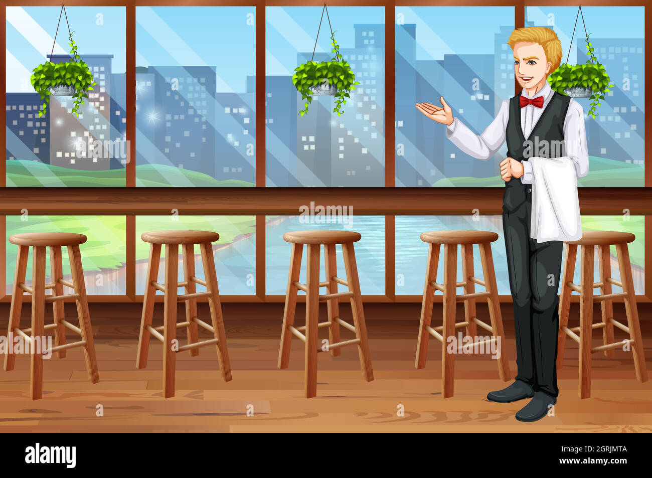 Waiter working in the restaurant Stock Vector Image & Art - Alamy