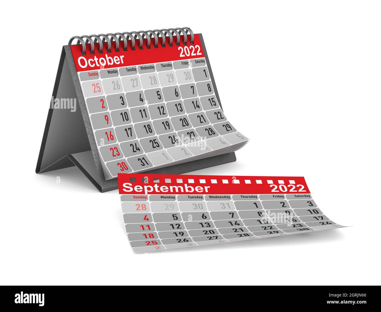 2022 year. Calendar for October. Isolated 3D illustration Stock Photo ...