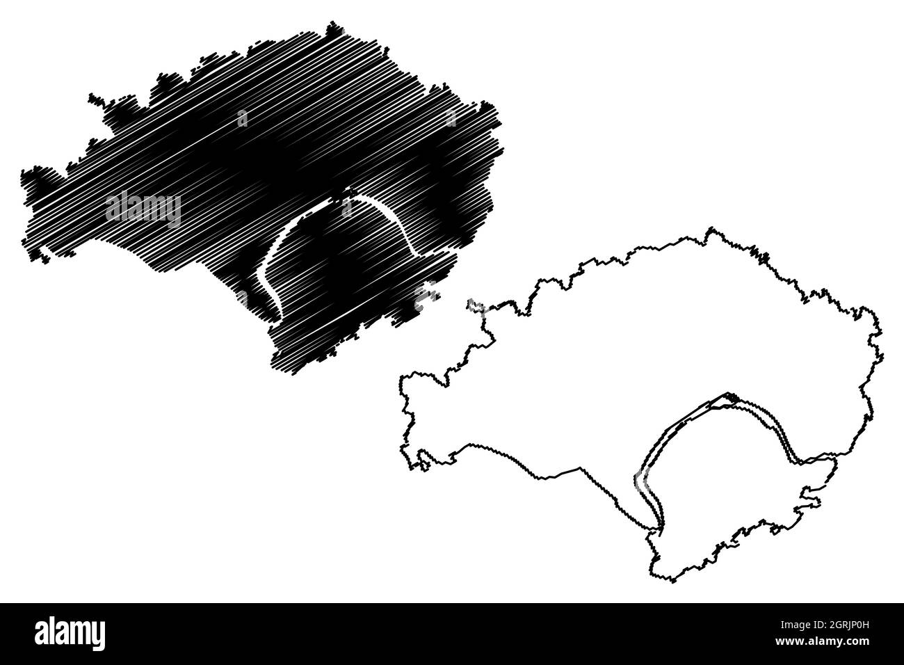 Ghazipur district (Uttar Pradesh State, Republic of India) map vector ...