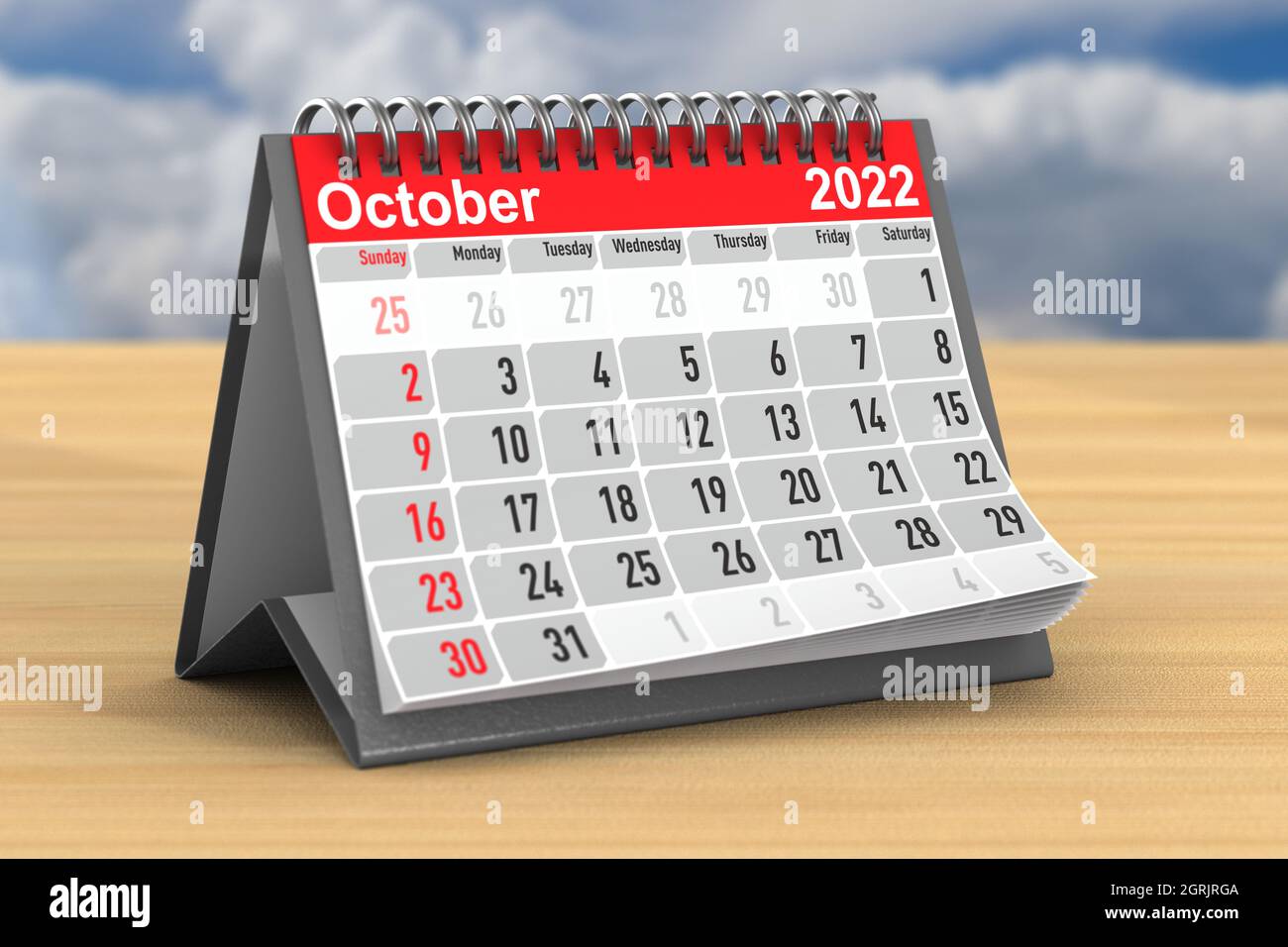 2022 year. Calendar for October. 3D illustration Stock Photo - Alamy