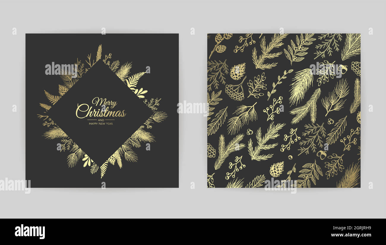 Vector Christmas Cards Set. Holiday Party Card Templates Design Stock ...