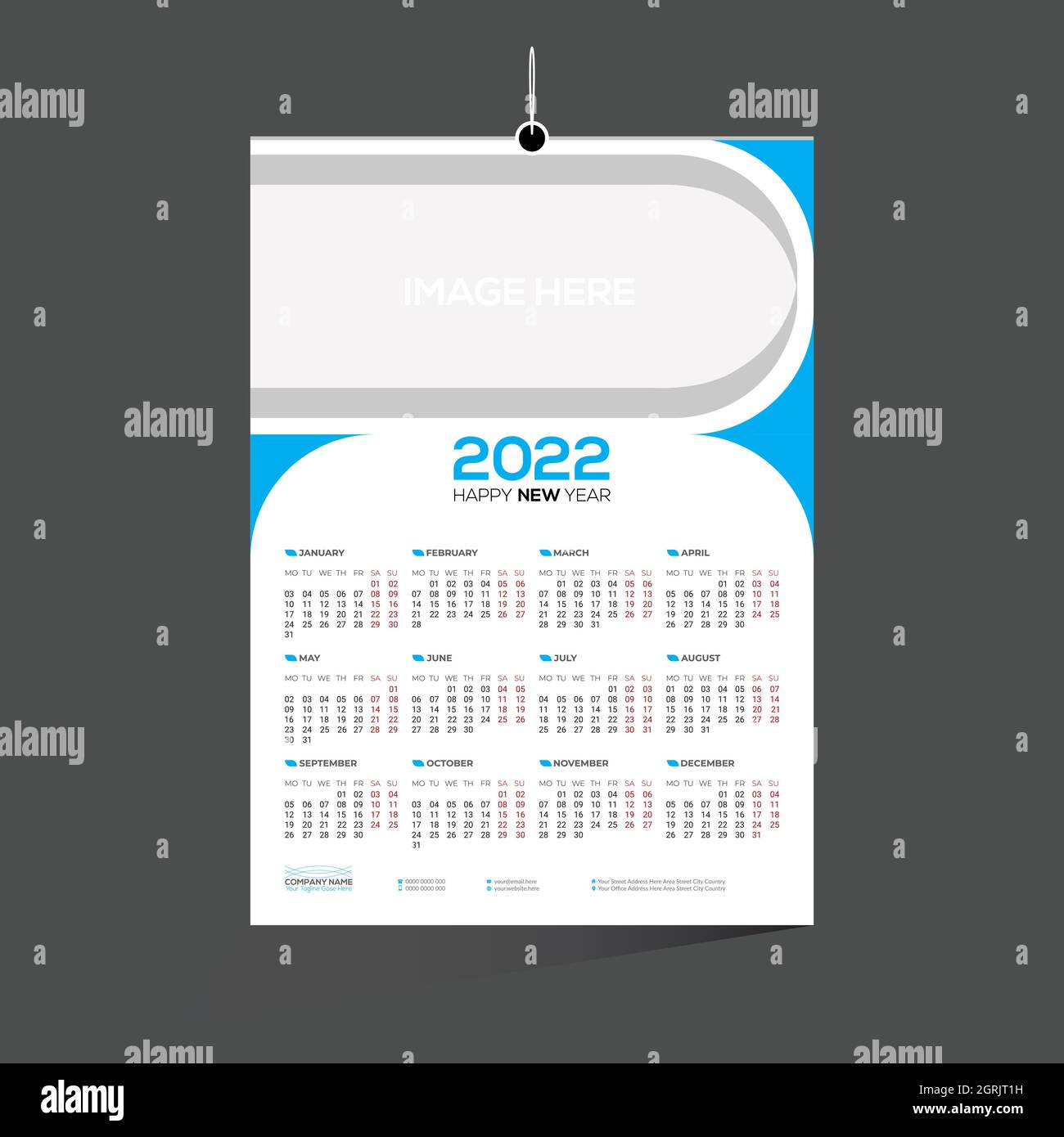 Wall calendar cover design template for 2022 hi-res stock photography ...