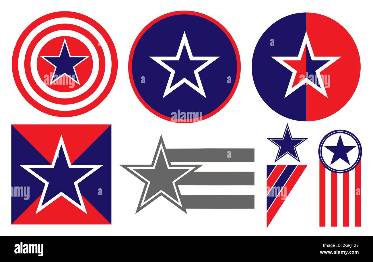 Set american flag logo hi-res stock photography and images - Alamy