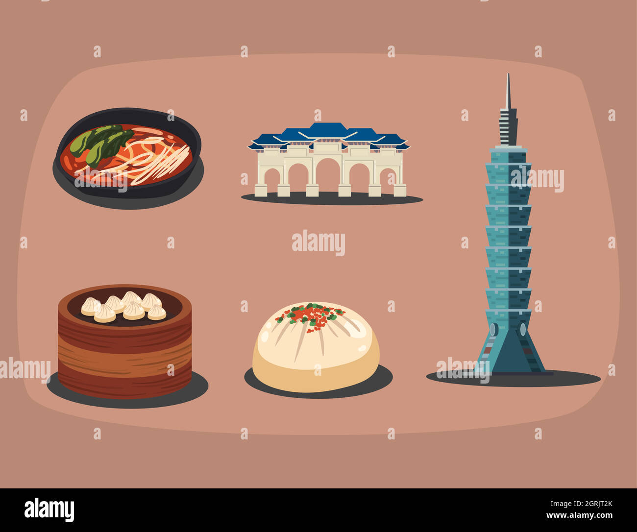 Taiwanese icon group on brown background Stock Vector Image & Art - Alamy