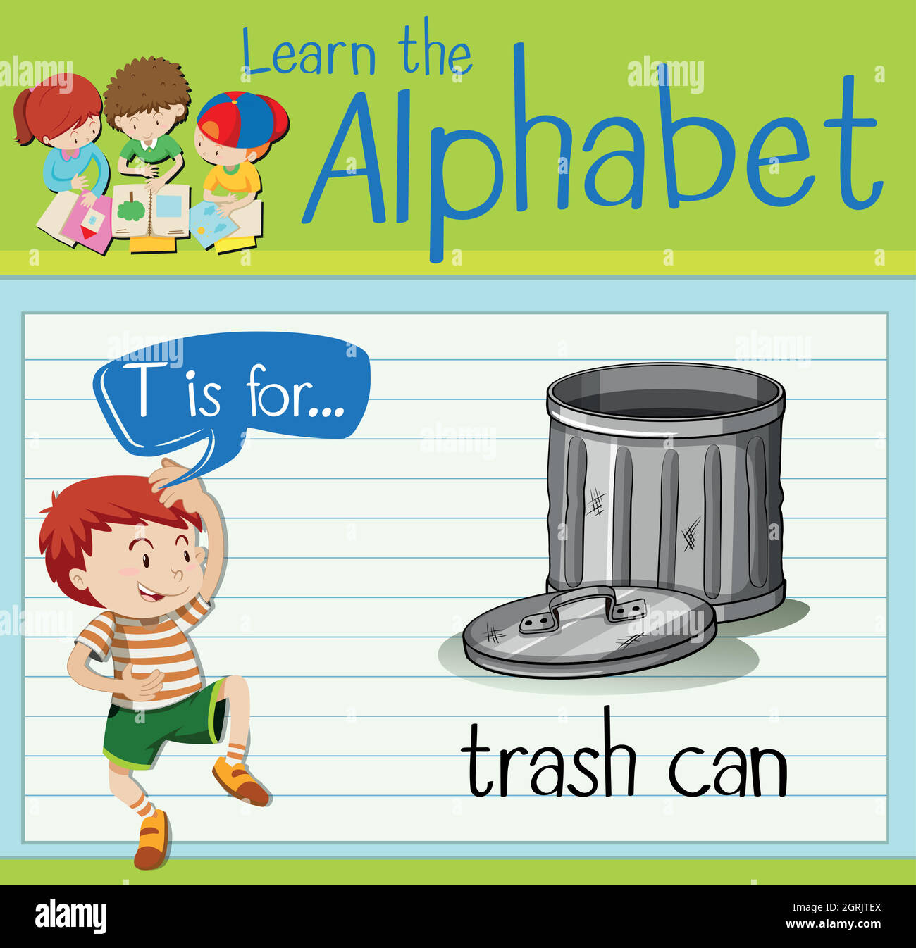 Flashcard alphabet T is for trashcan Stock Vector Image & Art - Alamy