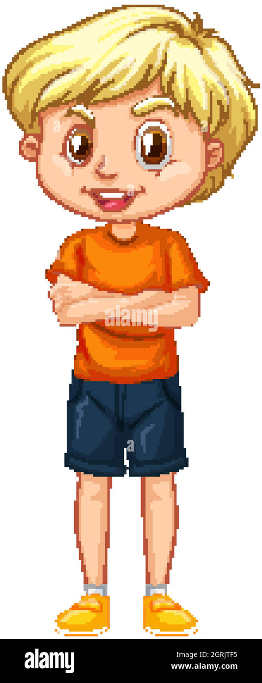 Happy boy standing on white background Stock Vector Image & Art - Alamy