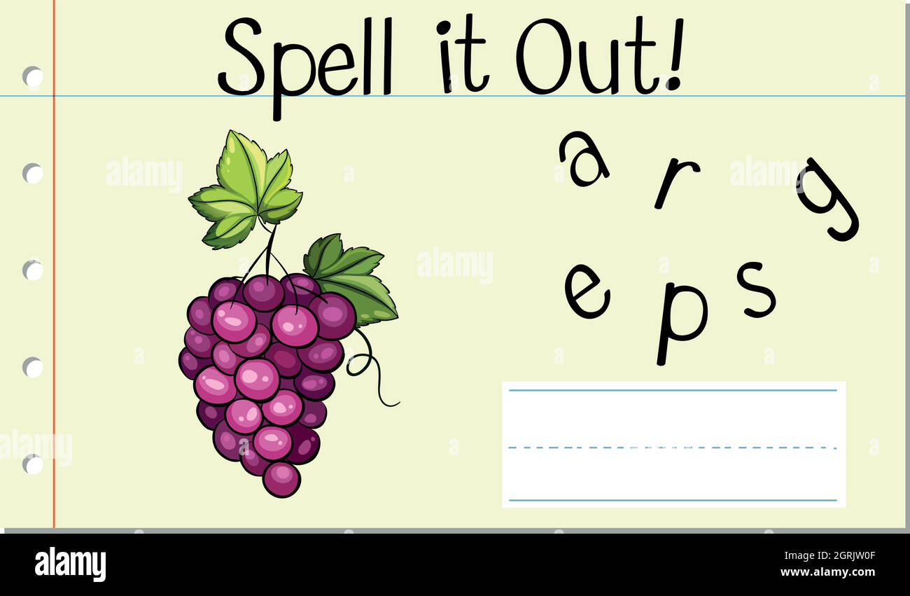 Spell English word grape Stock Vector Image & Art - Alamy