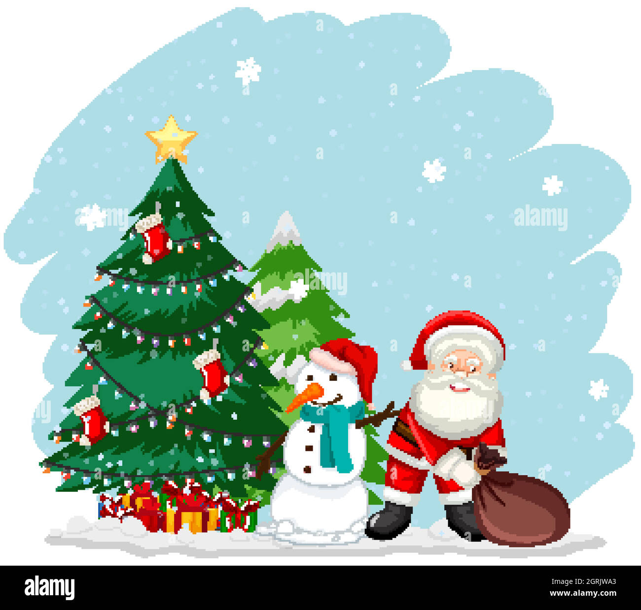 Christmas theme with Santa and tree Stock Vector Image & Art - Alamy