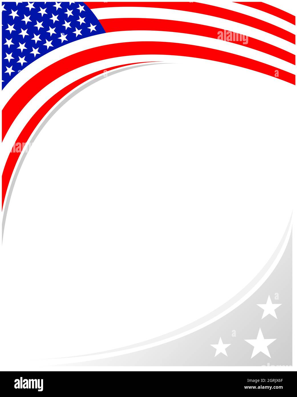 American abstract flag wave corner banner border frame with an empty ...
