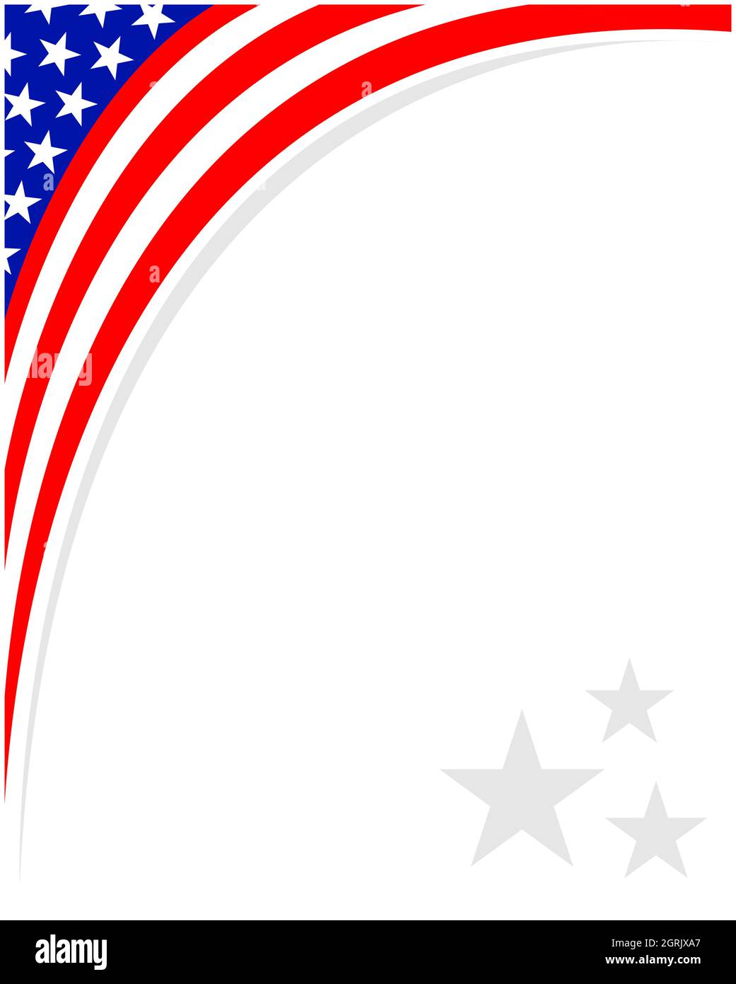 American abstract flag wave corner banner border frame with an empty ...