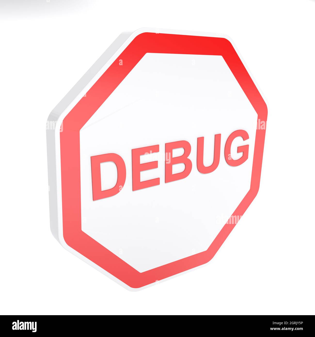 DEBUG street octagonal sign on white background - 3D rendering ...
