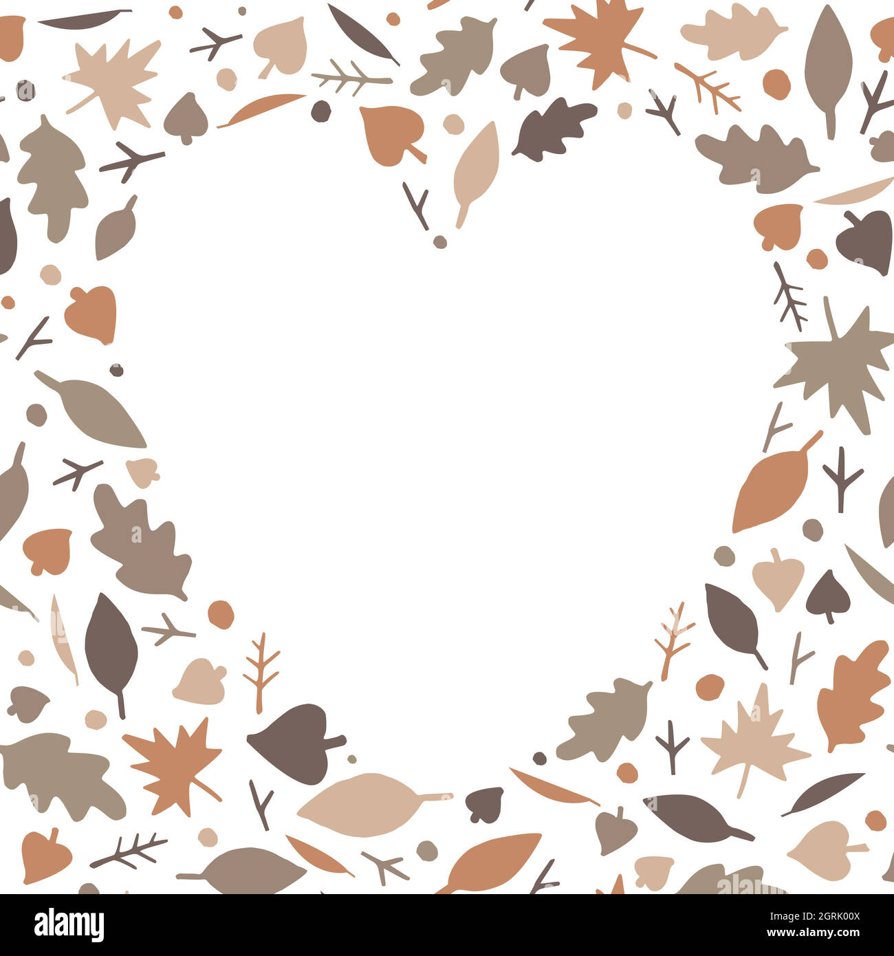 Heart shape frame from multi-colored autumn leaves a white background ...