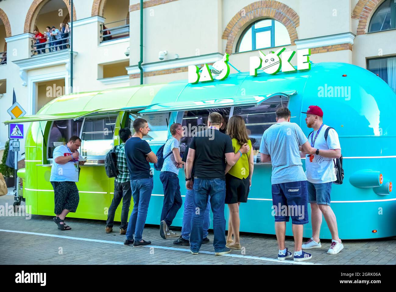 SOCHI, RUSSIA, MAY 23, 2019: Customers order food at a popular food ...