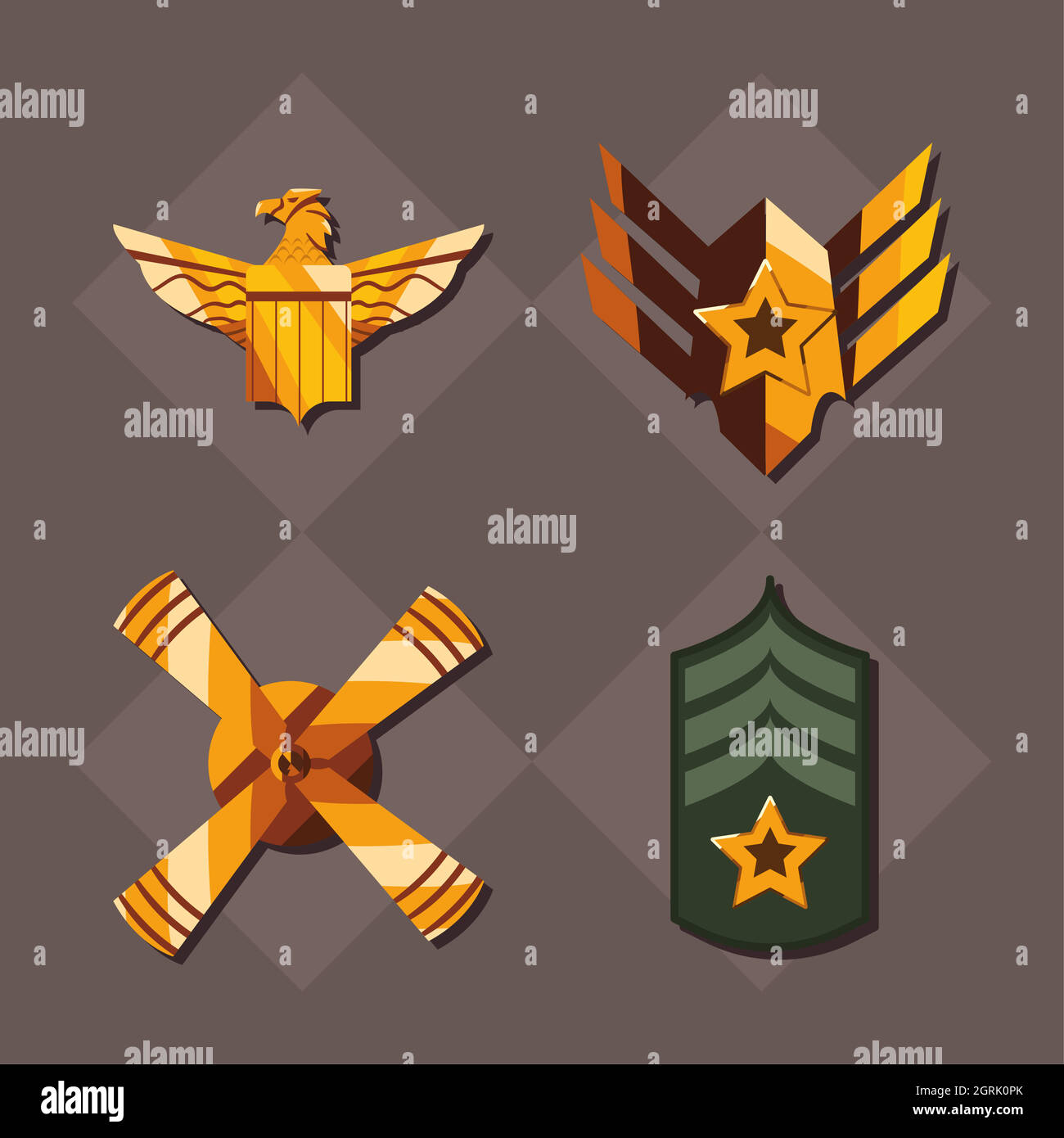Military forces badges icon set on brown background Stock Vector Image ...