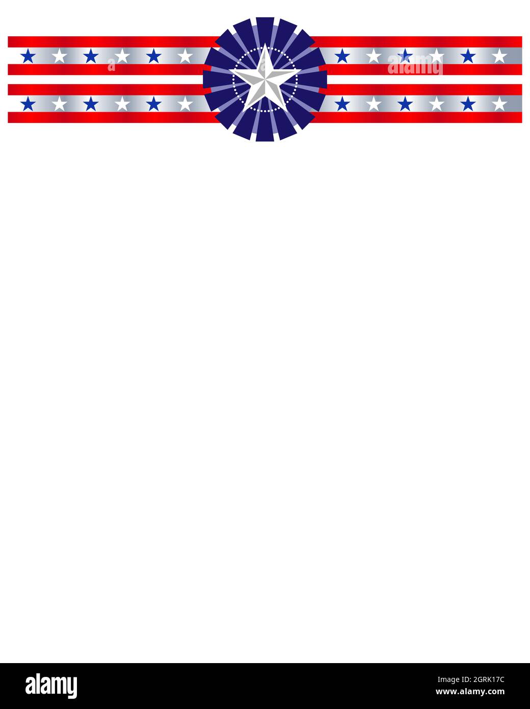 American flag symbols ribbon divider frame border with empty space for ...