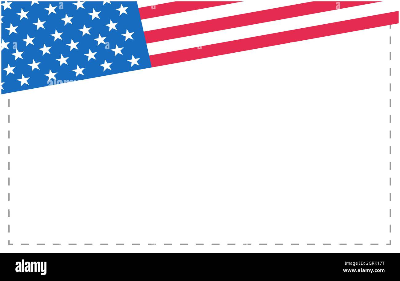 American flag symbols background frame border corner with empty space ...