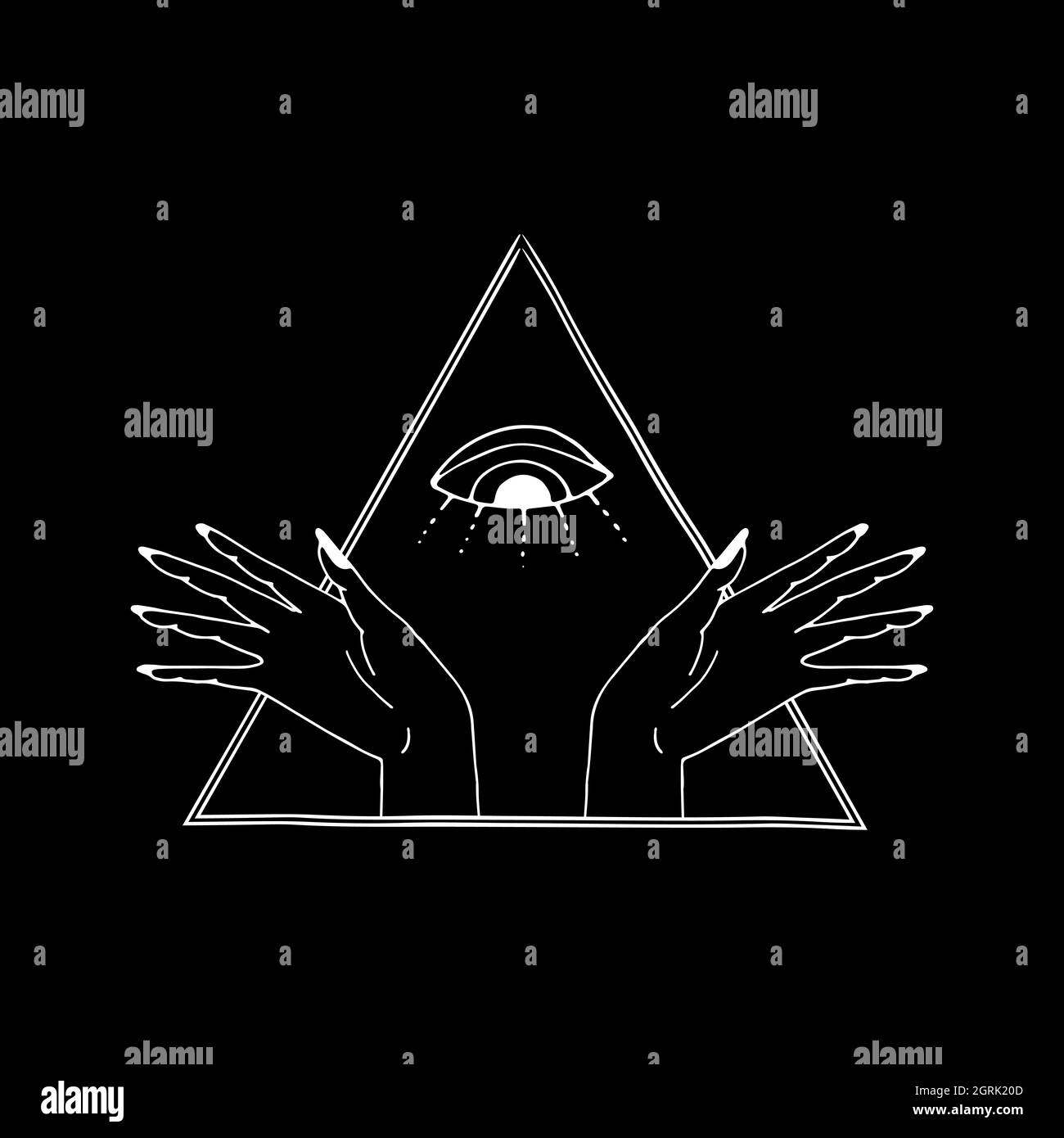 Vintage Mystic Eye and female hands inside triangle Stock Vector Image ...