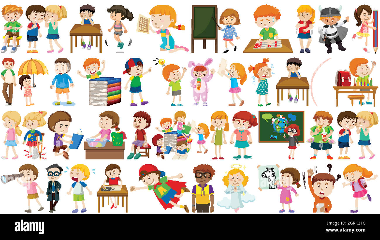 Set of cute kids cartoon character Stock Vector Image & Art - Alamy