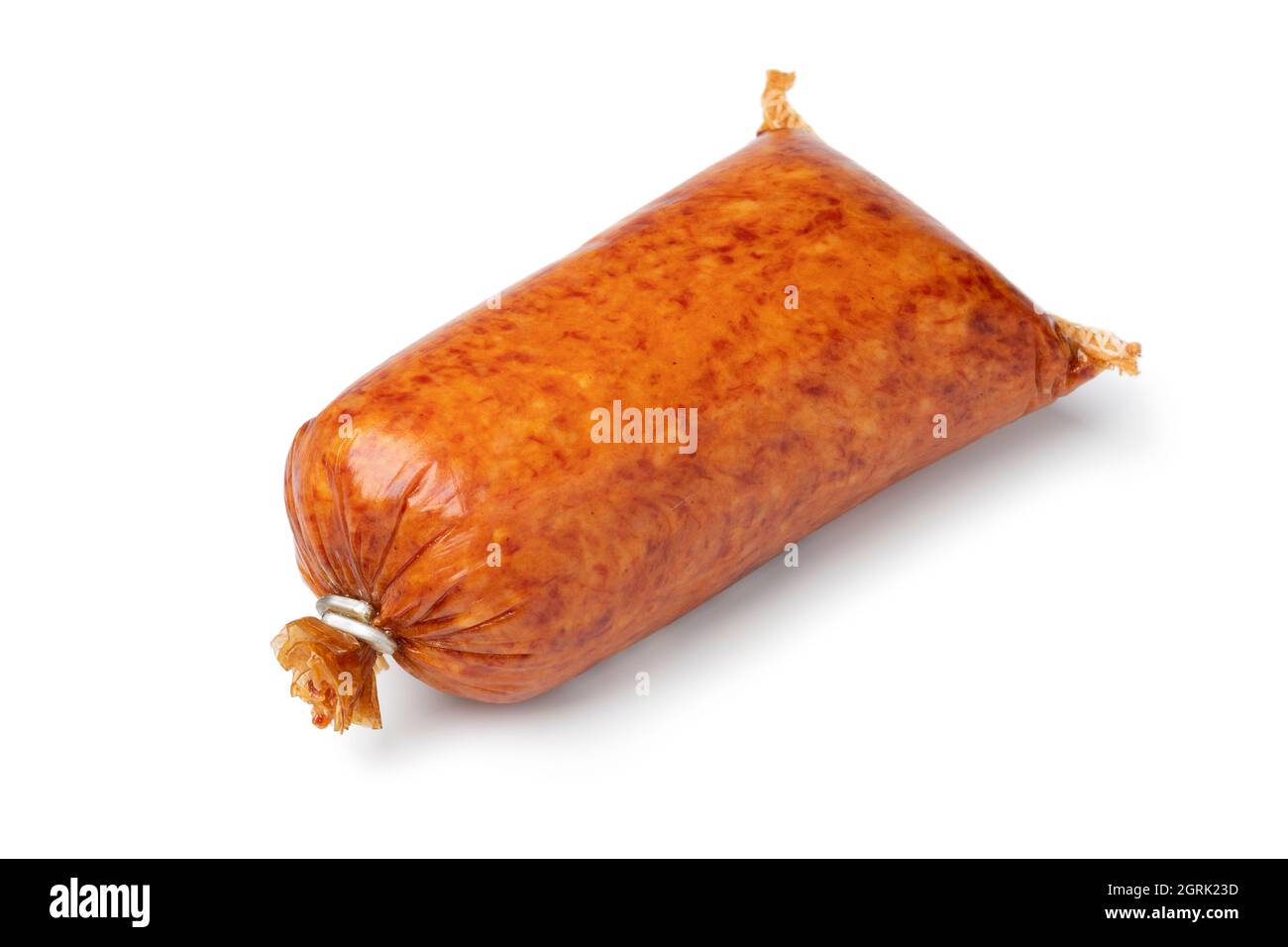 Single traditional German grob Teewurst, coarsely ground sausage ...