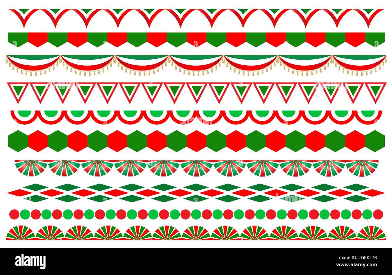 Italian abstract flag symbols decorative banner border divider stripe ...