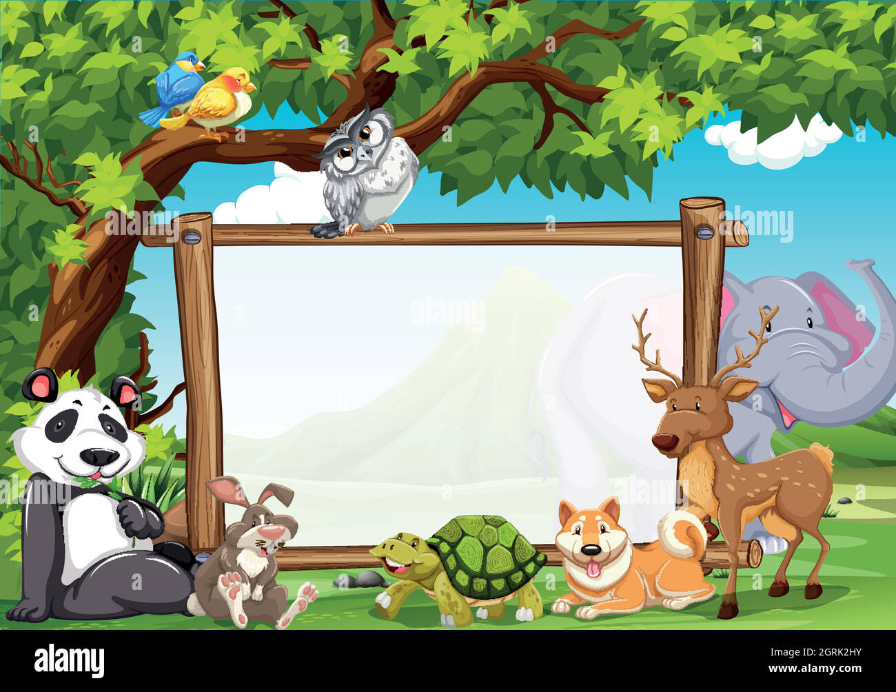 Board template with wild animals in zoo Stock Vector Image & Art - Alamy