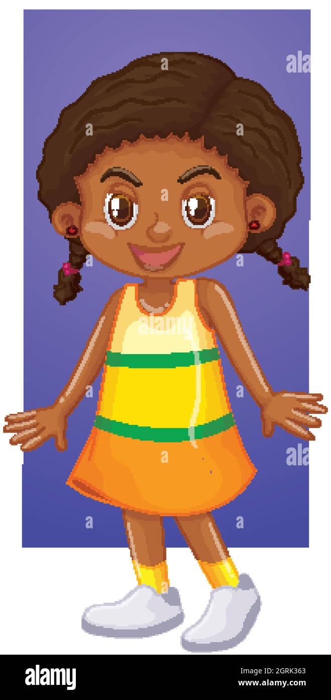 Happy girl in yellow dress Stock Vector Image & Art - Alamy