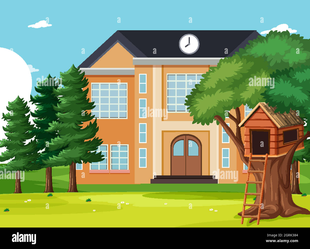 Empty scene with school building in nature Stock Vector Image & Art - Alamy