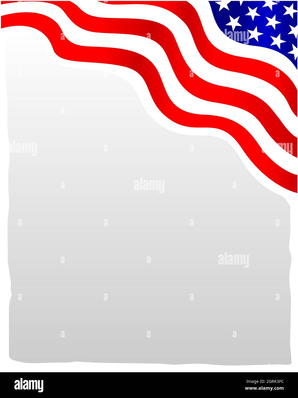 American abstract flag corner wave pattern border with an empty space ...