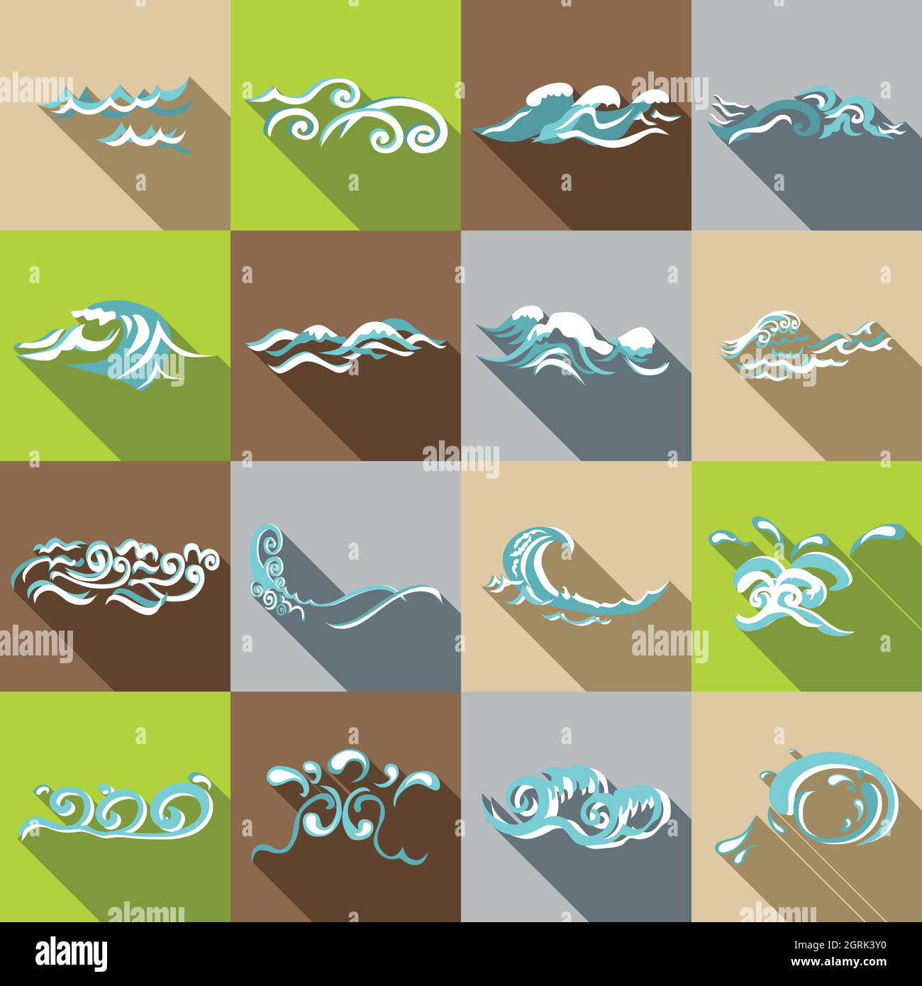 Sea waves icons set, flat style Stock Vector Image & Art - Alamy