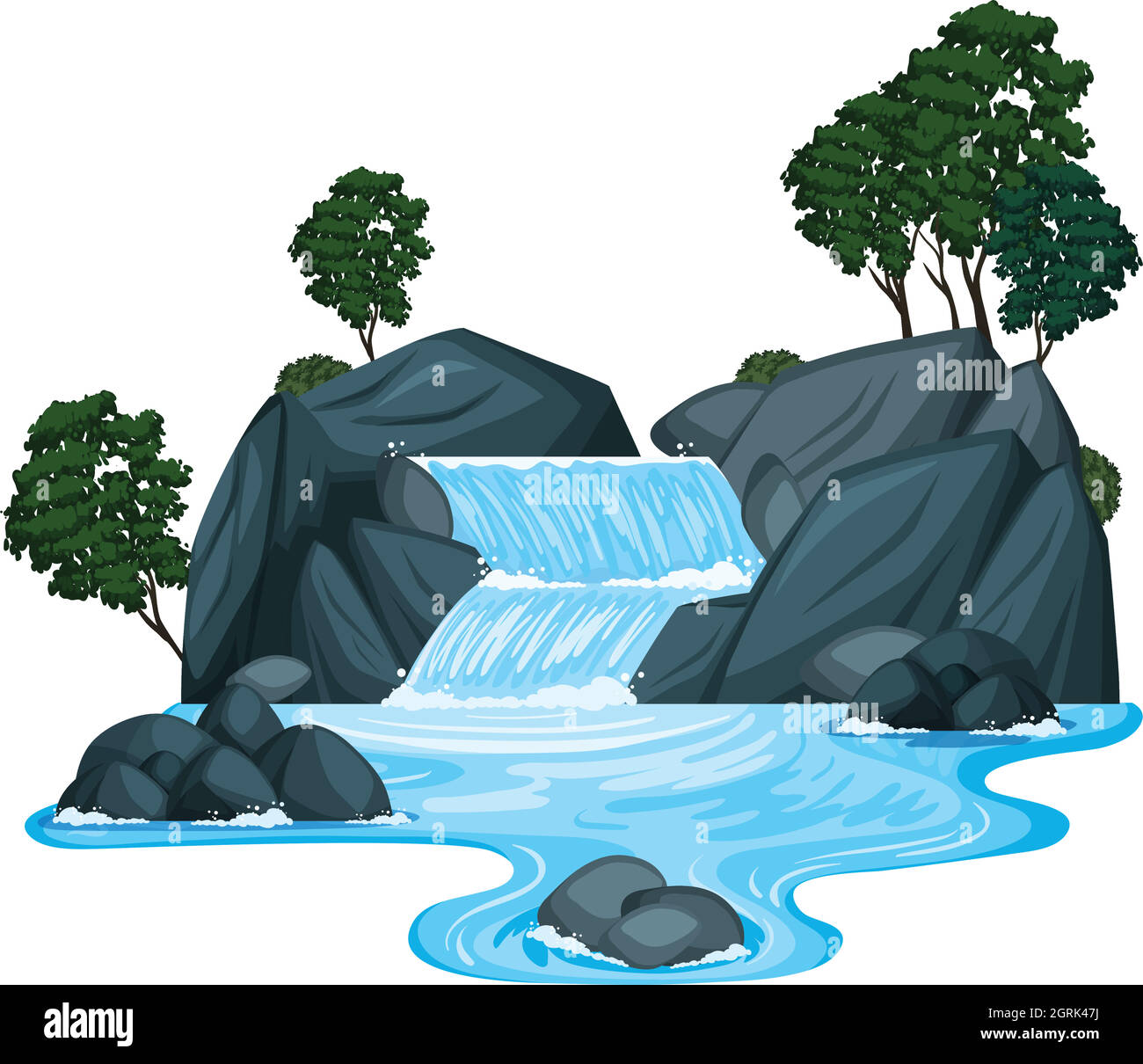 Scene with waterfall and river running down Stock Vector Image & Art ...