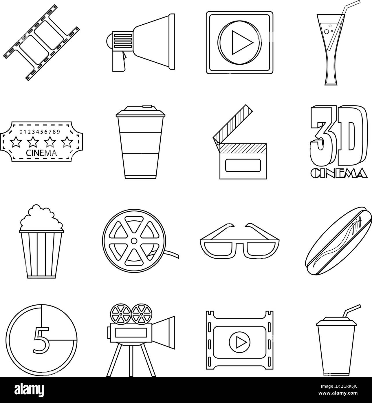 Movie items icons set, outline style Stock Vector Image & Art - Alamy